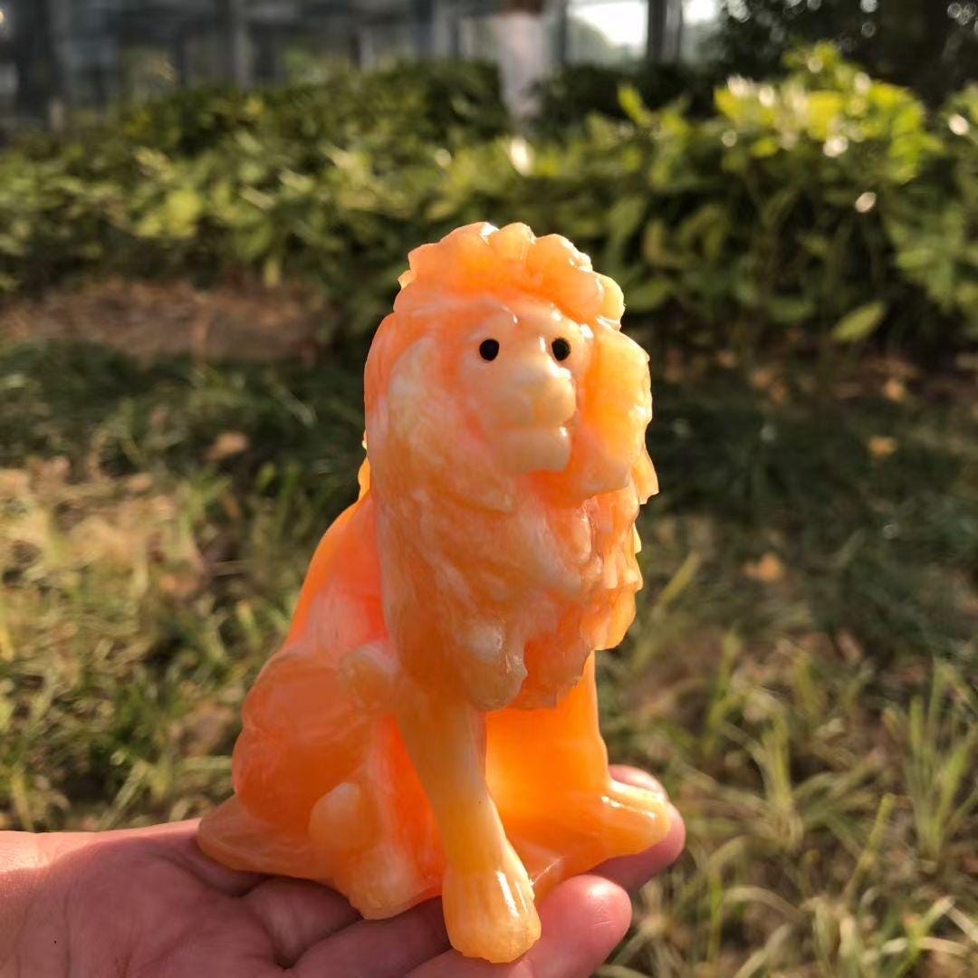 Hand Carved Yellow Calcite Lion Crystal Animal Crystal Gift Crystal ...