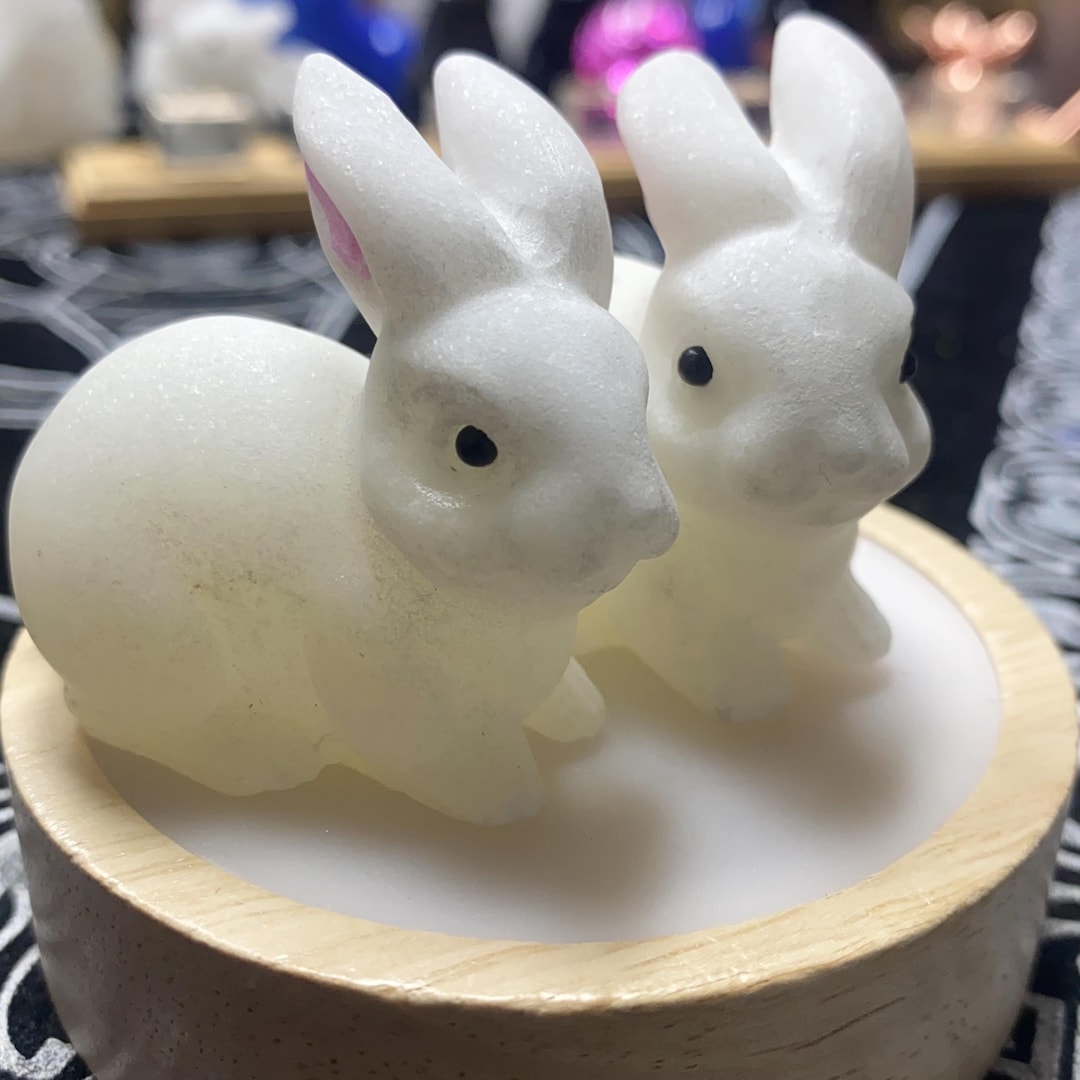 50mm Hand Carved White Jade Rabbit Crystal Rabbit Crystal Animal Home ...