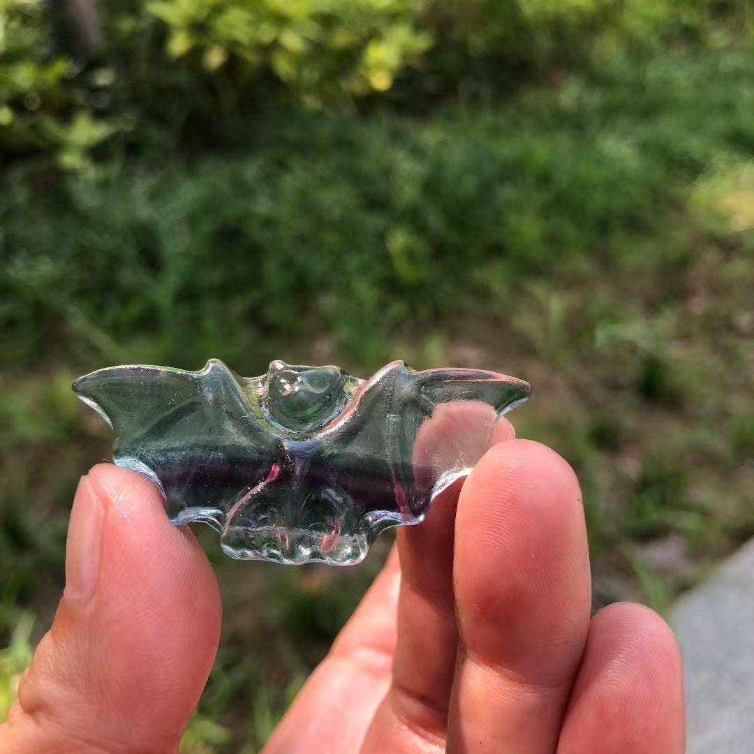 Hand Carved Fluorite Bat: Crystal Animal, Halloween Decor - Etsy