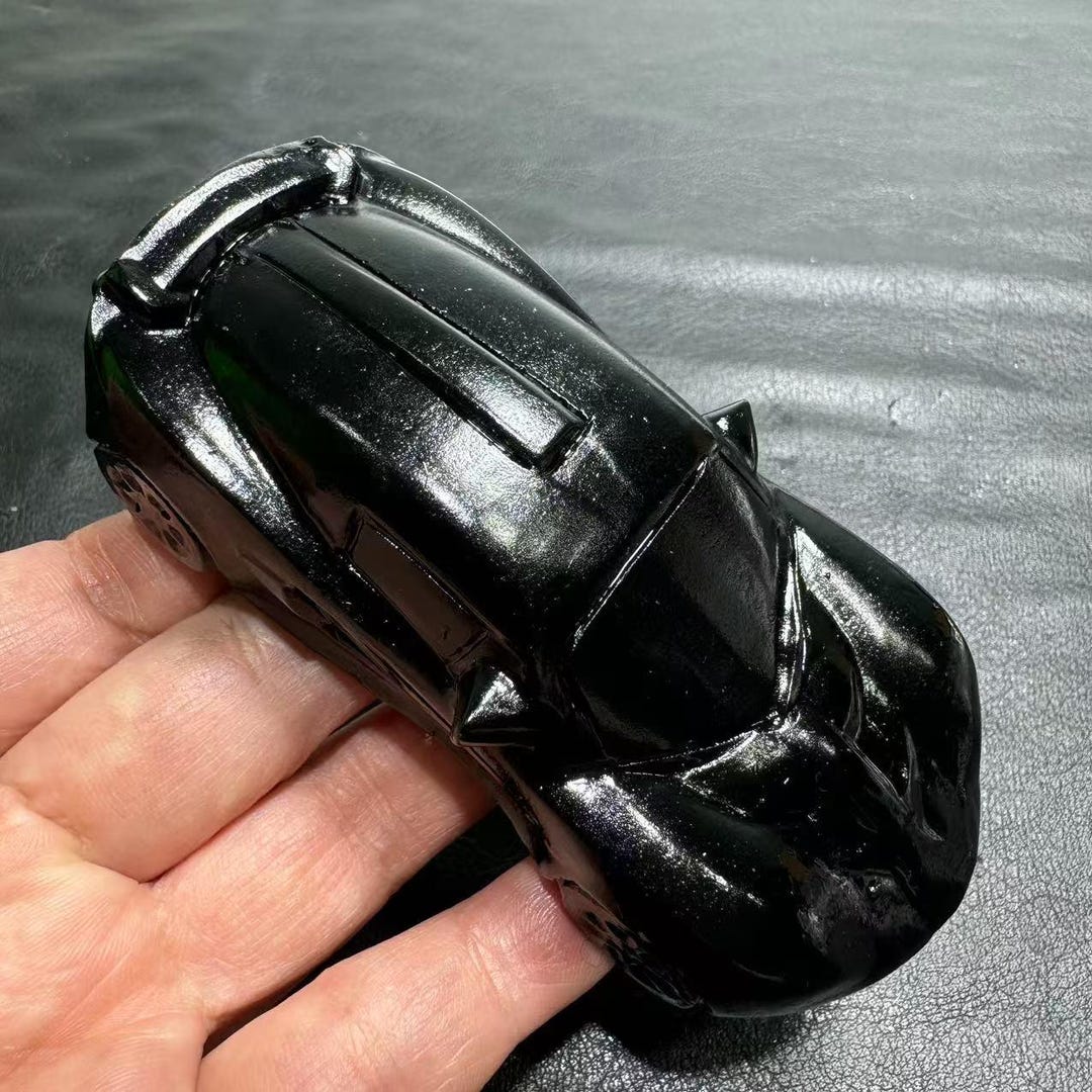 Hand Carved Black Obsidian Car Black Obsidian Running Car Black ...