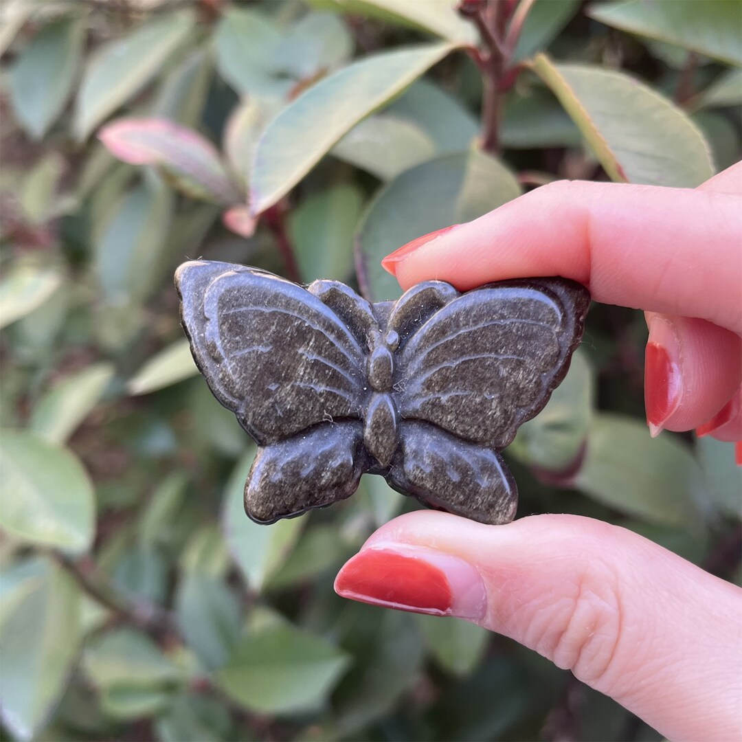 32mm Hand Carved Golden Obsidian Butterfly Crystal Carvings - Etsy
