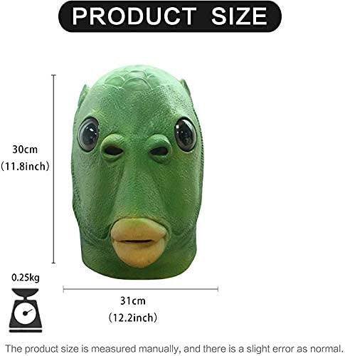 Halloween Costume Fish Head Party Mask Green Adult Animal Cosplay Prop ...