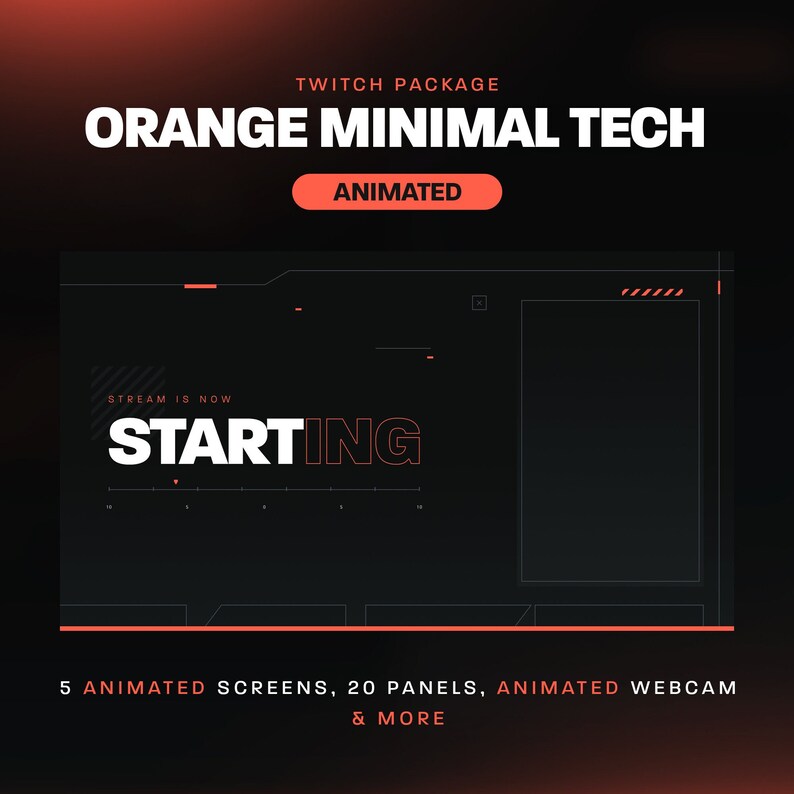 Animated Twitch Overlay Orange, Digital Download, Stream Package ...