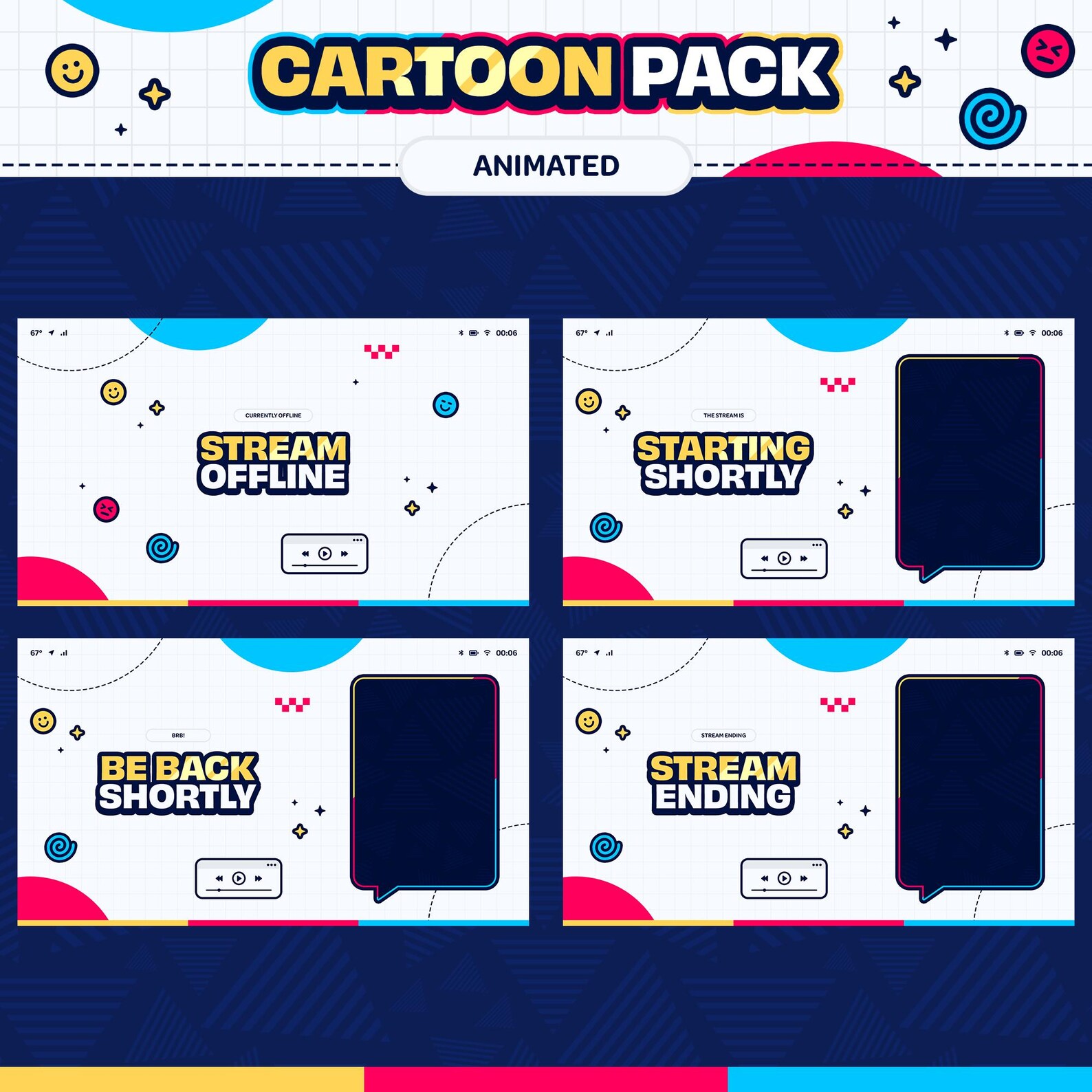 Animated Cartoon Twitch Stream Package: Overlays, Alerts, Panels ...