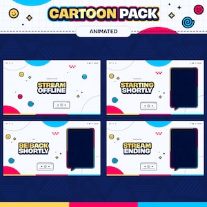 Animated Cartoon Twitch Stream Package: Overlays, Alerts, Panels ...