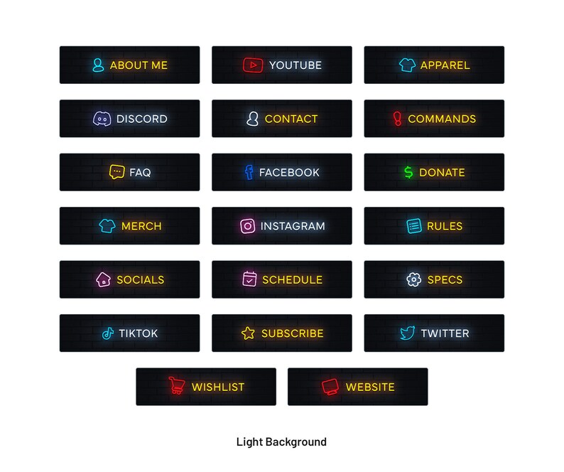 Twitch Panels Neon Minimal Stream Panels Digital Download - Etsy Australia