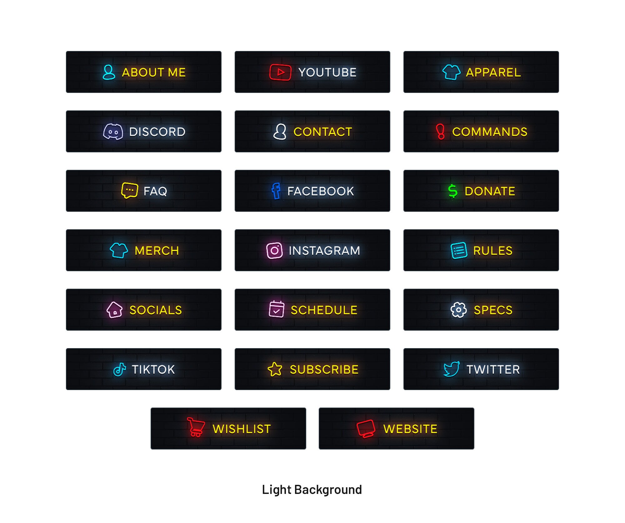 Twitch Panels Neon Minimal Stream Panels Digital Download - Etsy UK