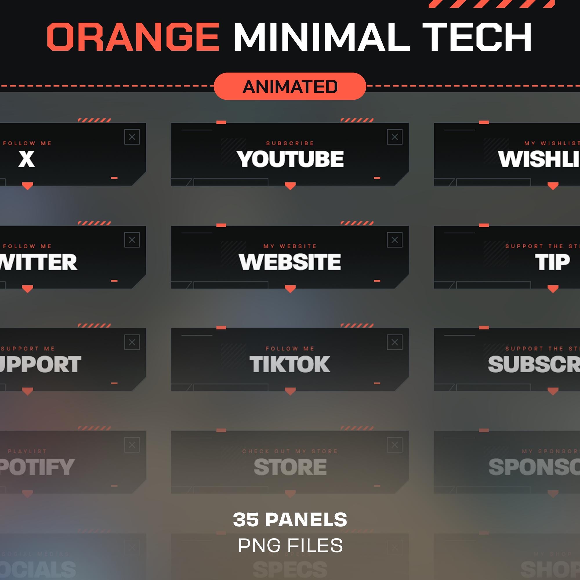 Animated Orange Twitch Stream Package: Minimalist Overlay, Alerts ...