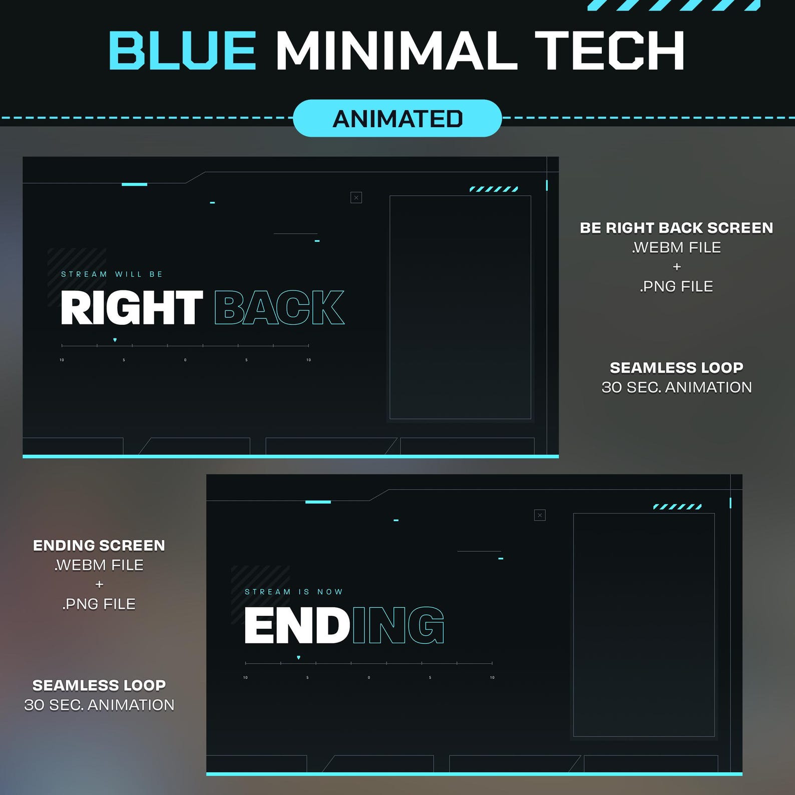 Animated Twitch Overlay Minimal, Blue Stream Pack Minimalist, Twitch ...