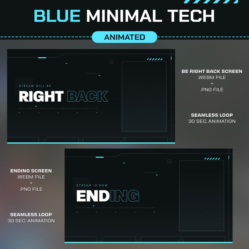 Animated Twitch Overlay Minimal, Blue Stream Pack Minimalist, Twitch ...
