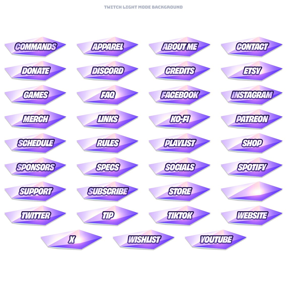 35 Twitch Panels Purple Crystals, Gemstone Stream Panels for Twitch Streamers, Digital Download ...