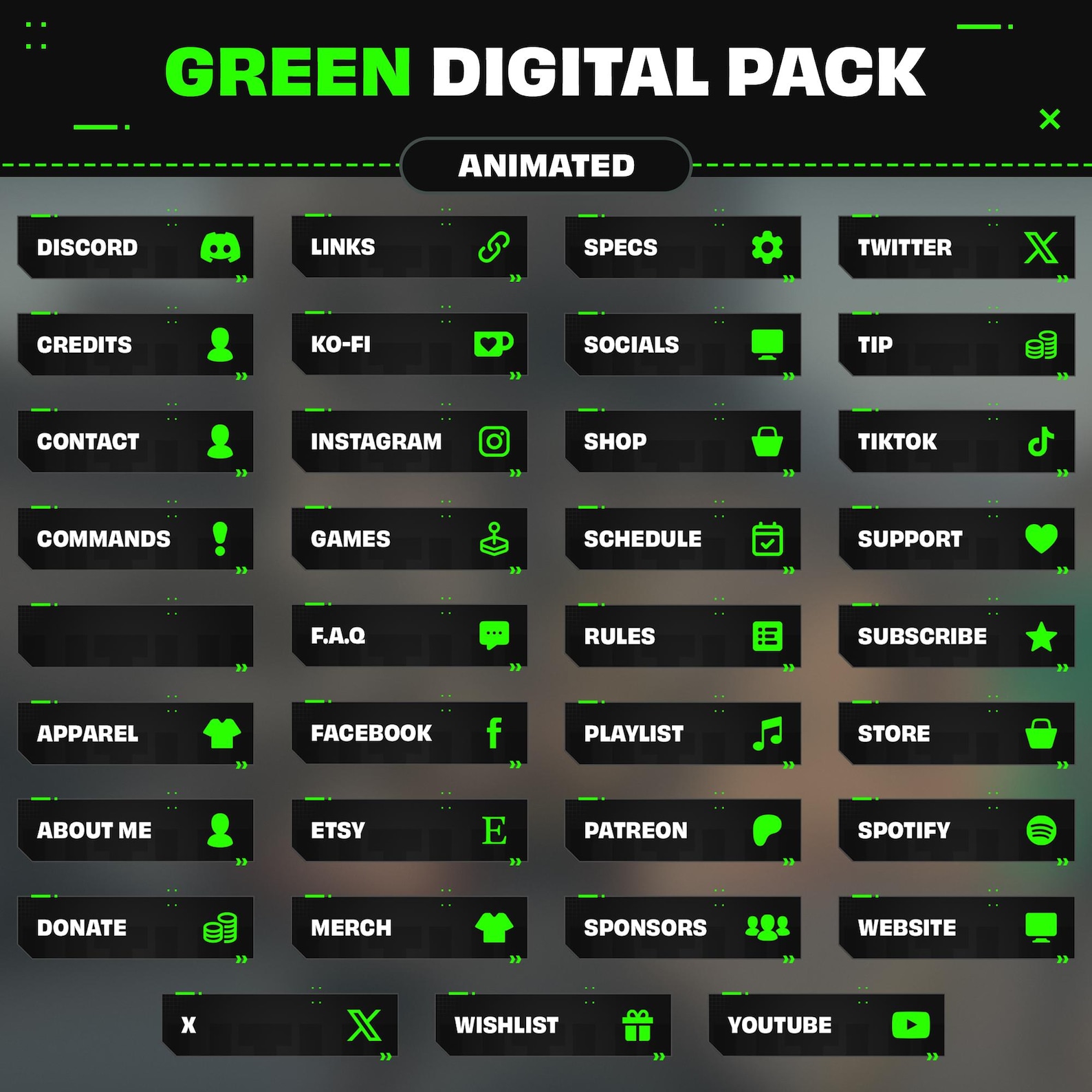 Animated Green Tech Twitch Overlay Package (digital Download) - Etsy