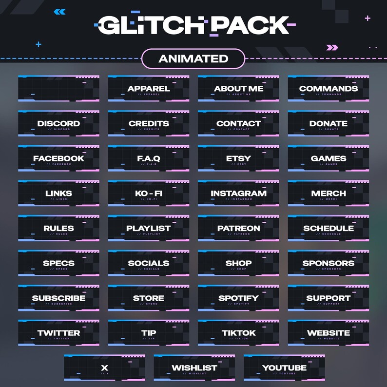 Animated Glitch Twitch Overlay V2: Tech Stream Overlay, Twitch Screens ...