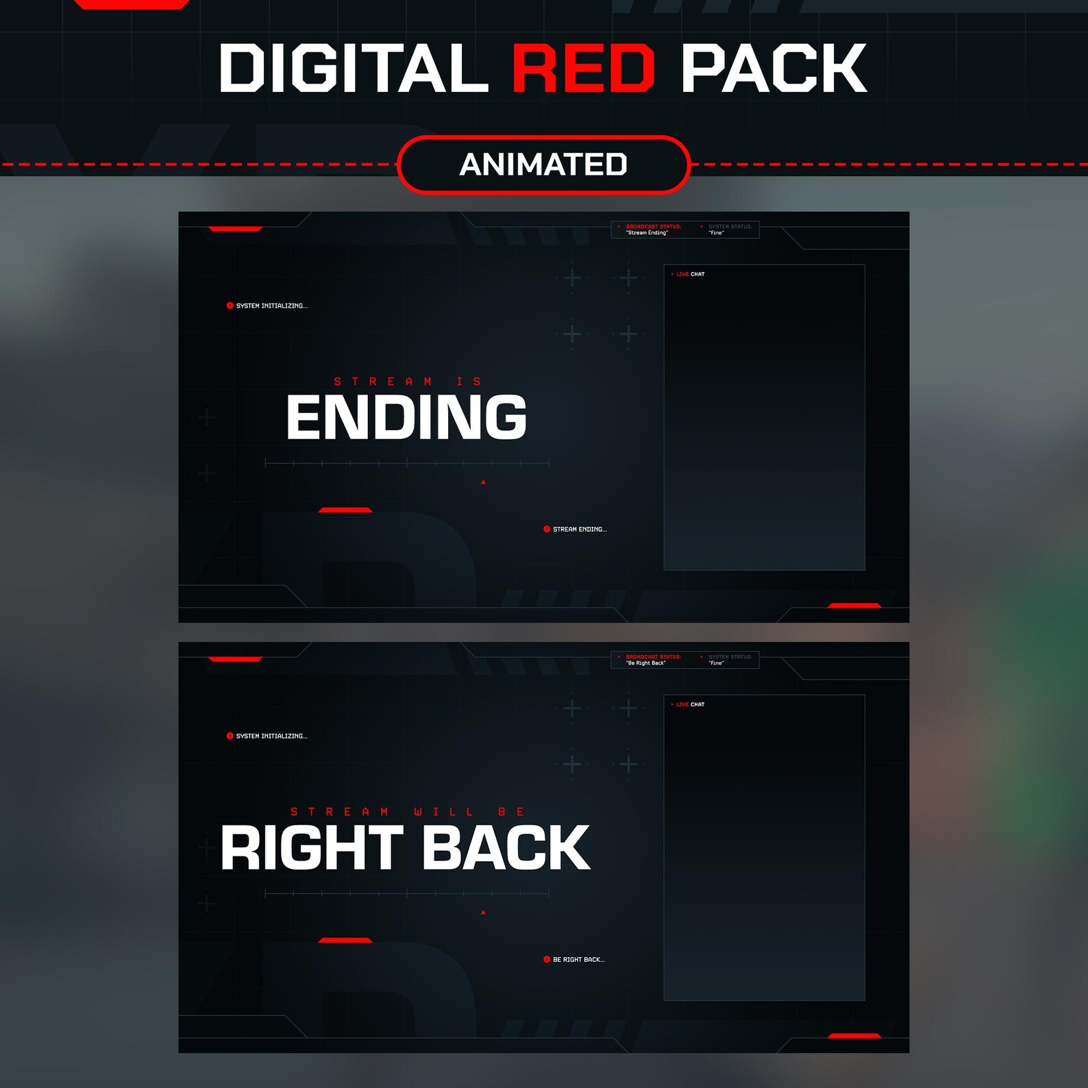 Animated Red Tech Twitch Stream Package: Overlays, Alerts, Panels ...