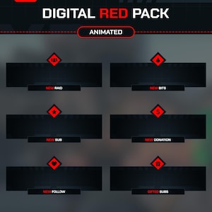 Animated Red Tech Twitch Stream Package: Overlays, Alerts, Panels ...