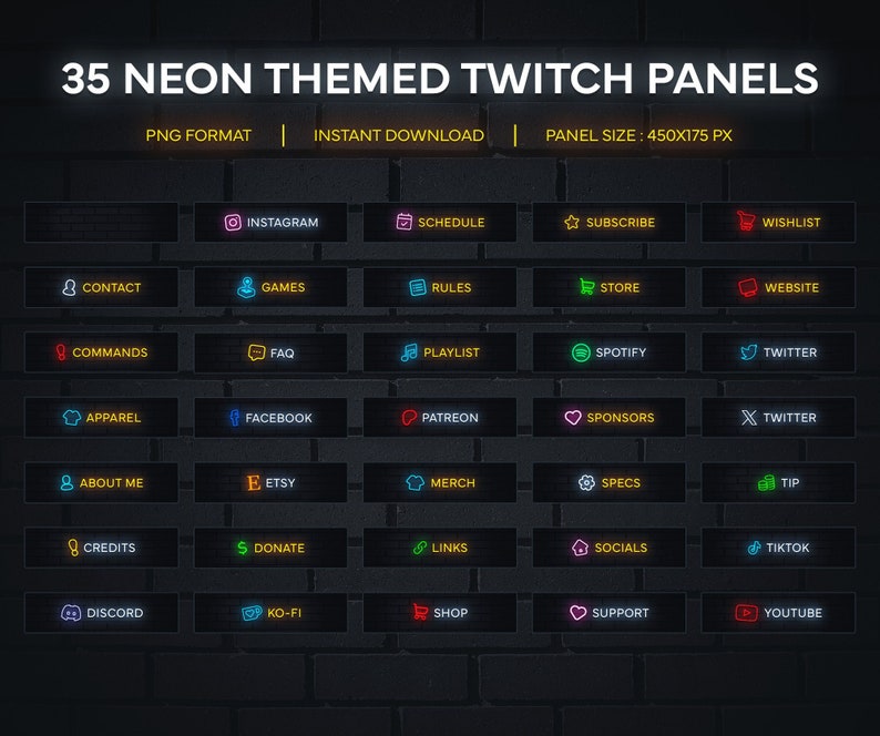 Neon Twitch Panels: 35 Minimal Stream Overlays (digital Download) - Etsy
