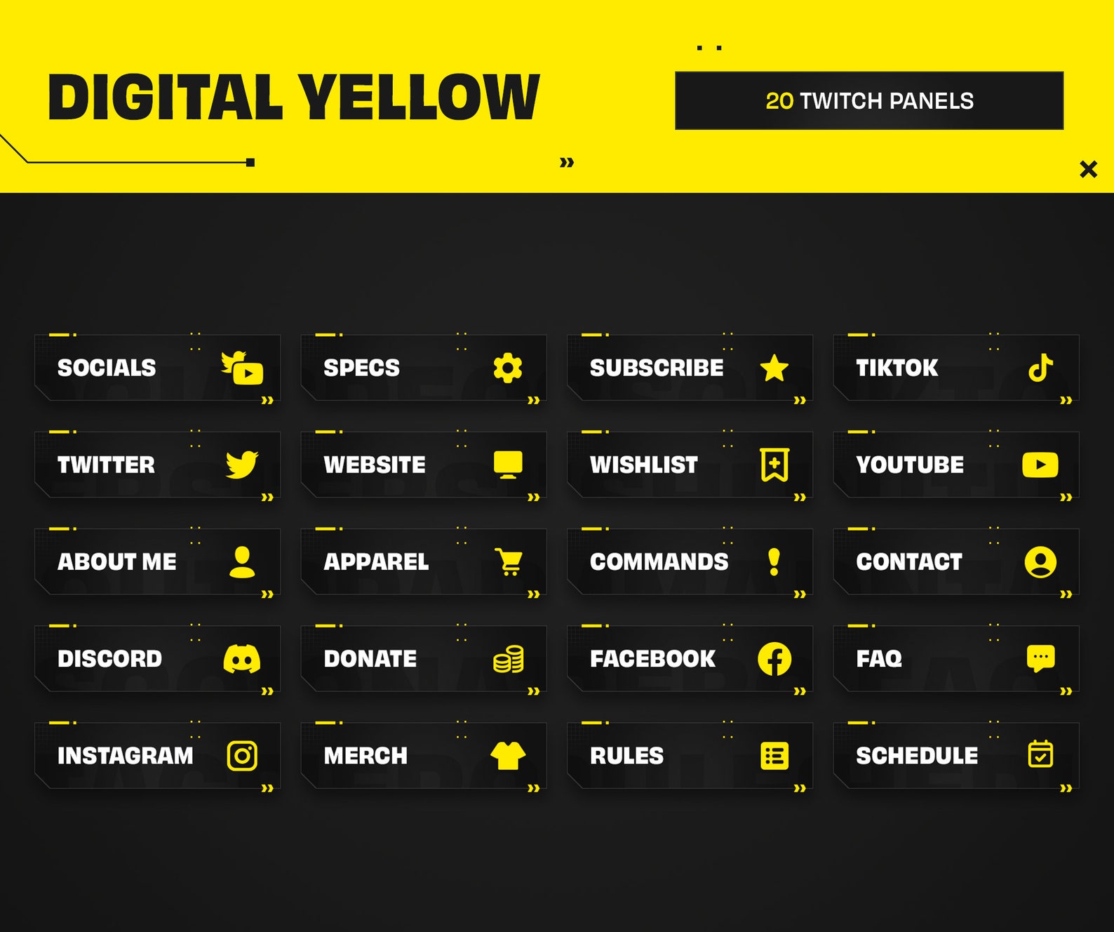 Animated Twitch Overlay Yellow, Digital Download, Stream Package ...