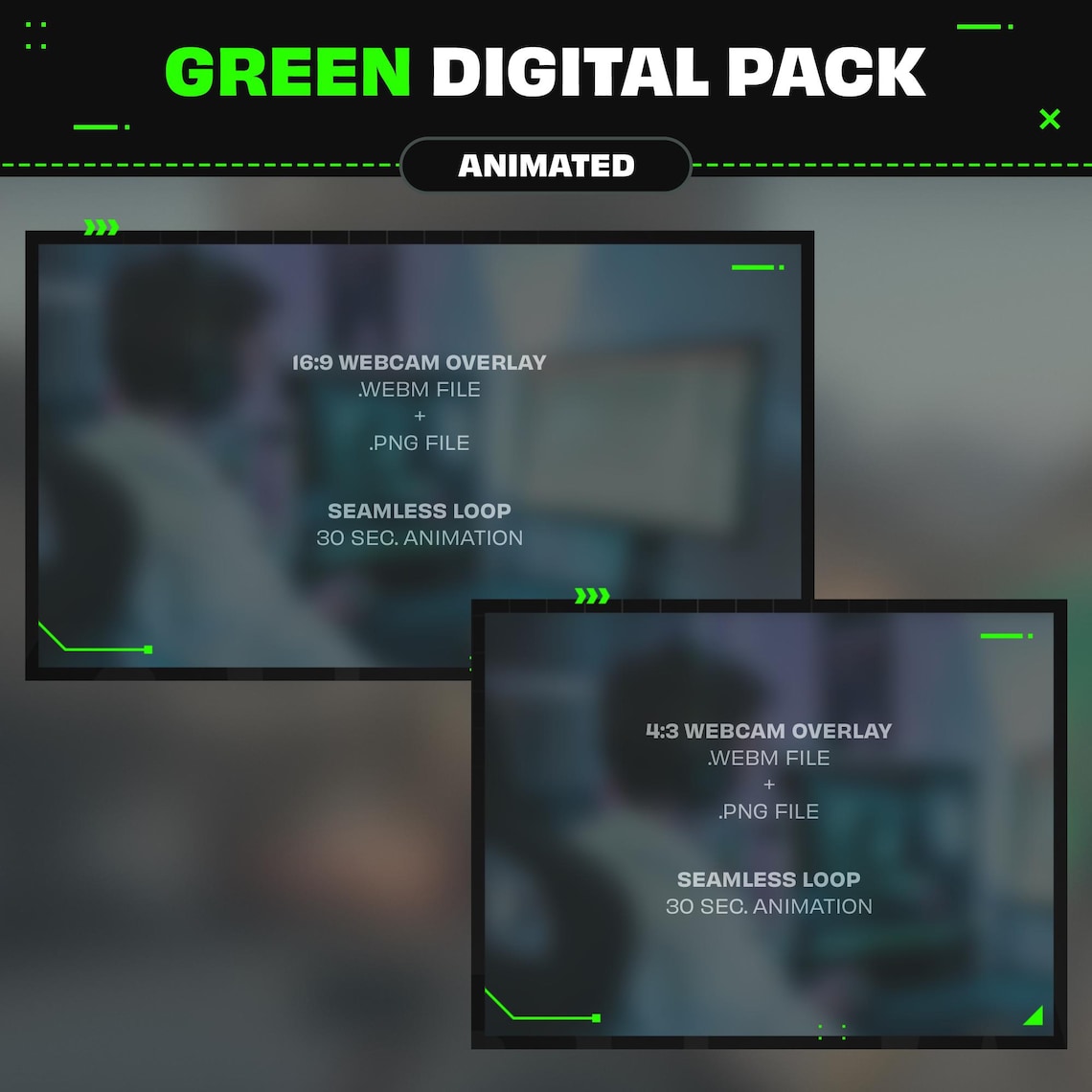Animated Green Tech Twitch Overlay Package (digital Download) - Etsy