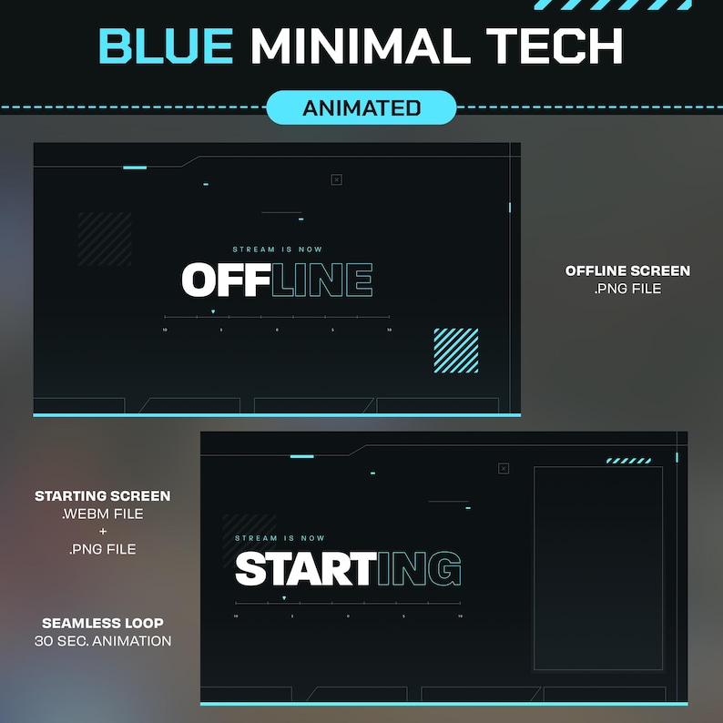 Animated Twitch Overlay Minimal, Blue Stream Pack Minimalist, Twitch ...