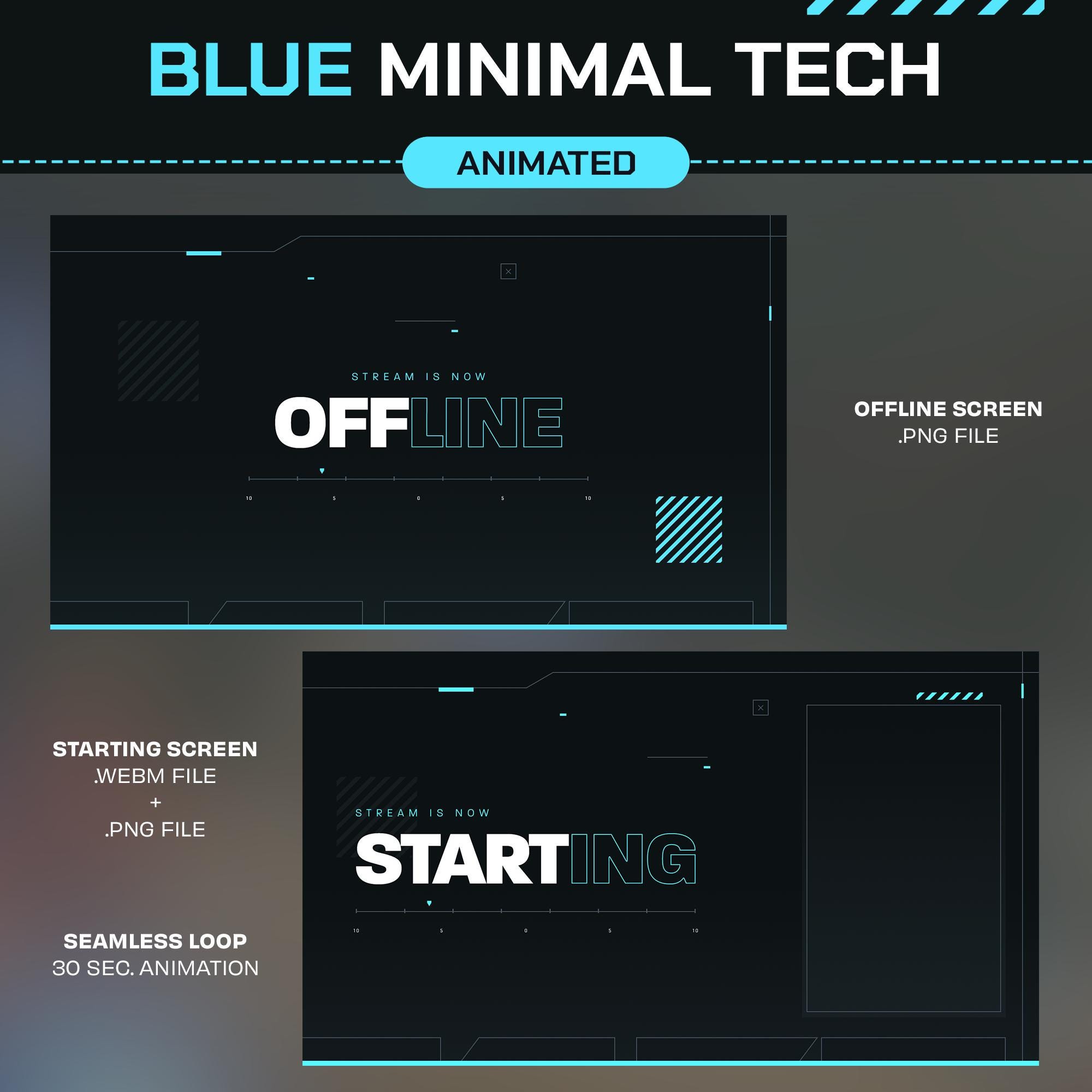 Animated Twitch Overlay Minimal, Blue Stream Pack Minimalist, Twitch ...