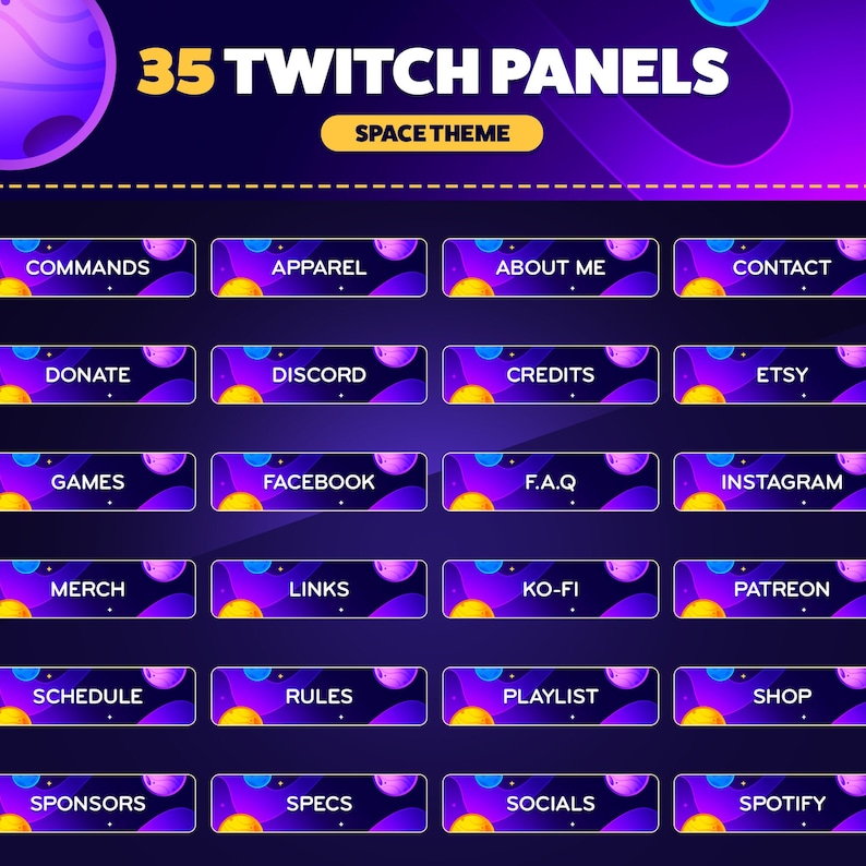 Twitch Panels Space Minimal, Stream Panels Purple Galaxy, Digital ...