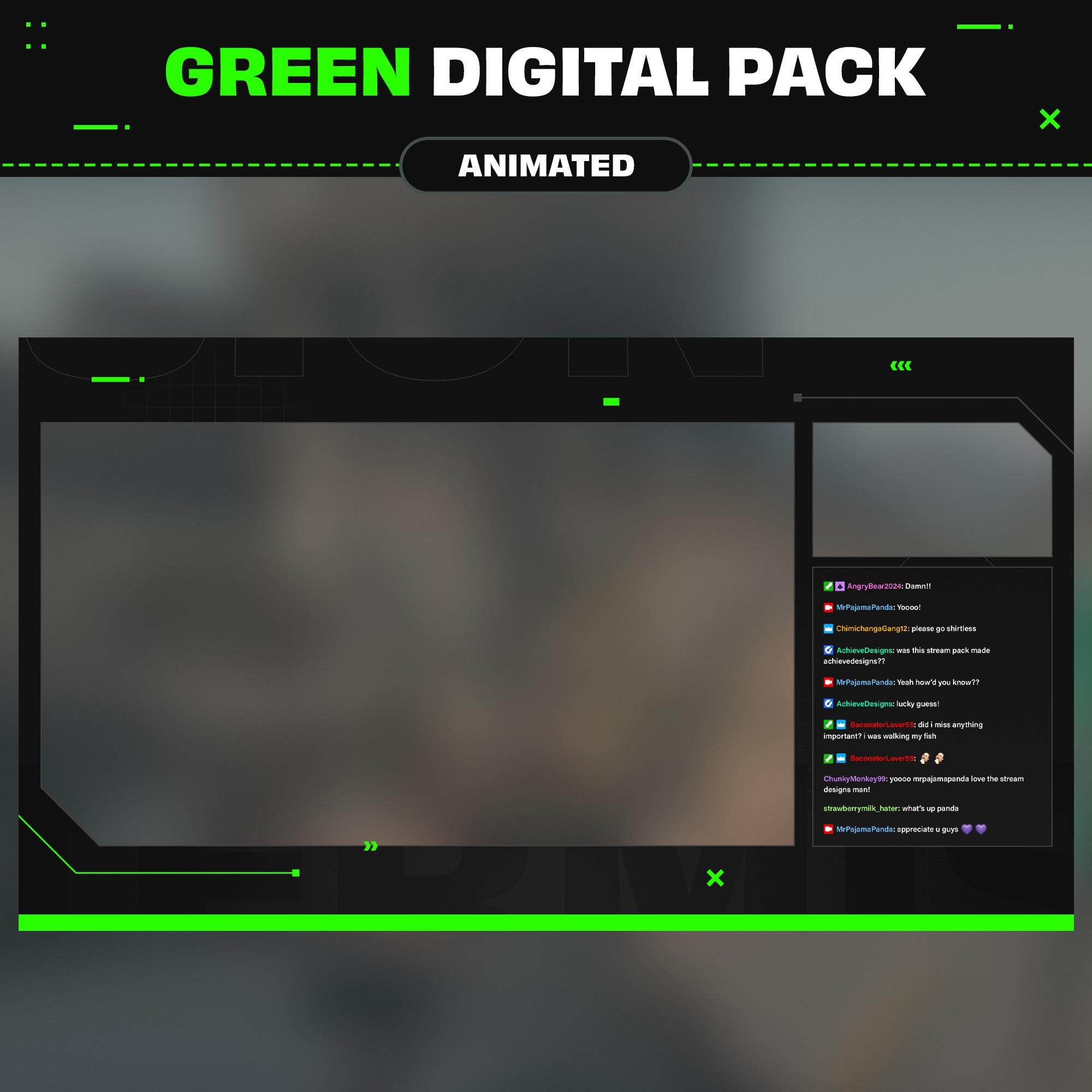 Animated Green Tech Twitch Overlay Package (digital Download) - Etsy