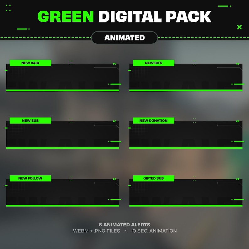 Animated Green Tech Twitch Overlay Package (digital Download) - Etsy