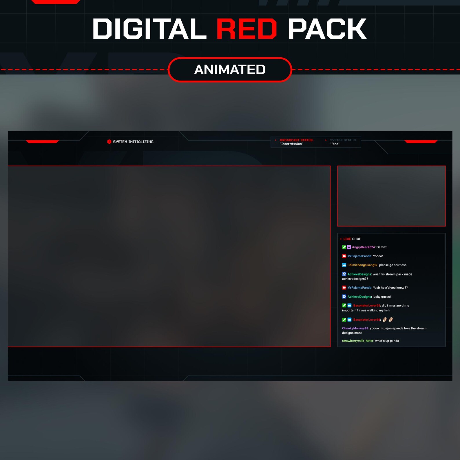 Animated Red Tech Twitch Stream Package: Overlays, Alerts, Panels ...