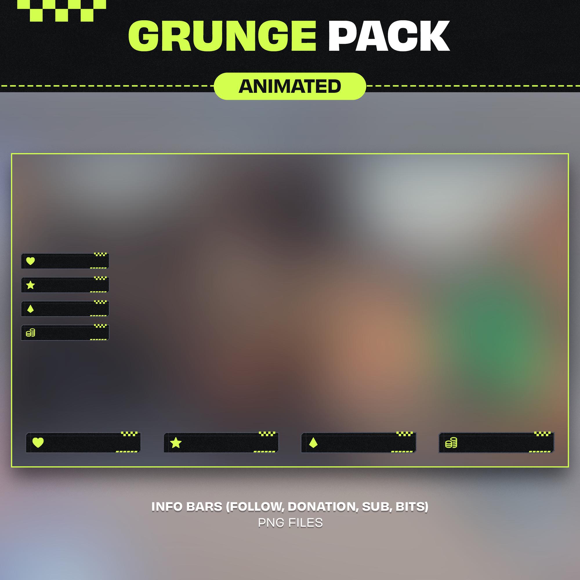 Animated Green Grunge Twitch Overlay Pack: Stream Alerts, Panels ...