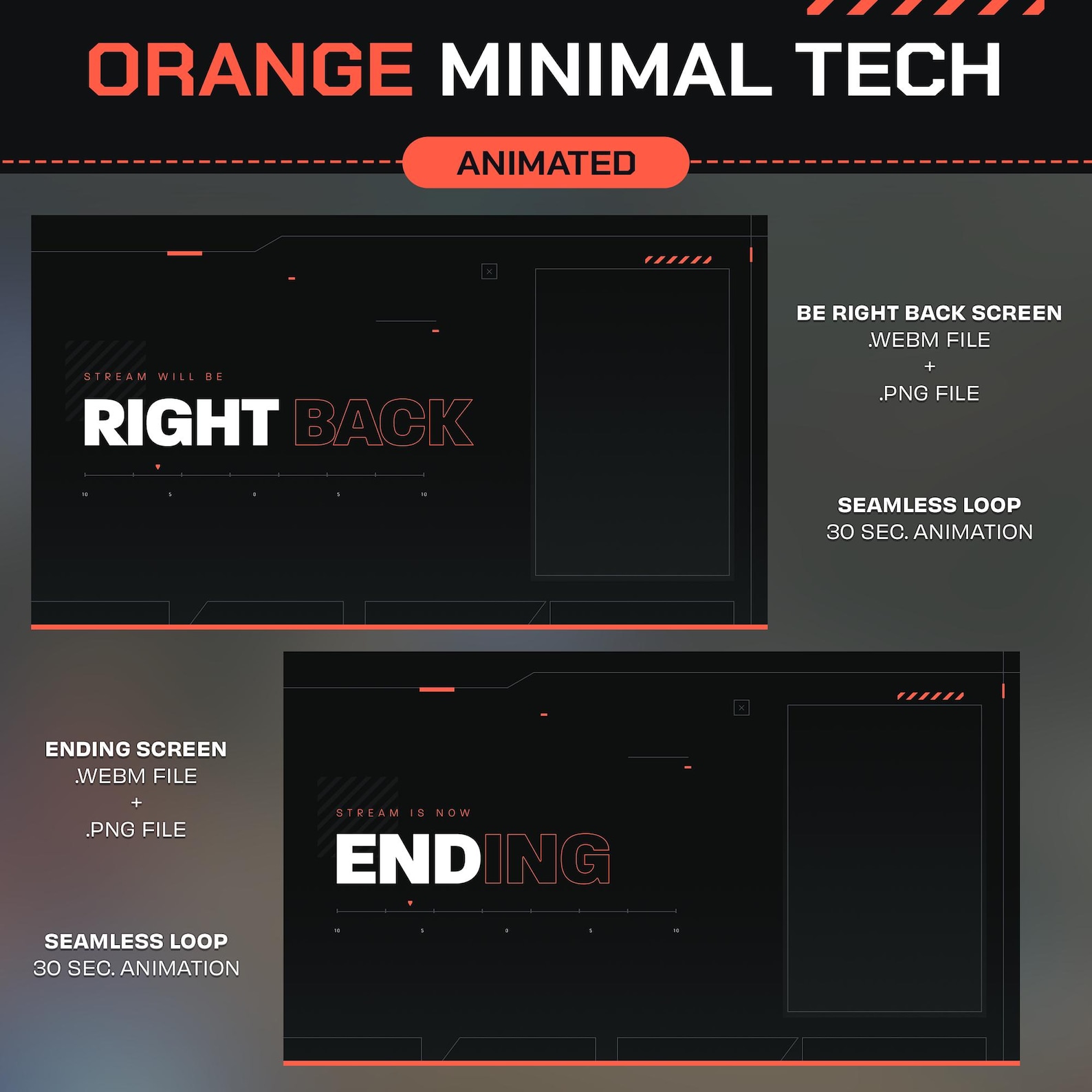 Animated Orange Twitch Stream Package: Minimalist Overlay, Alerts ...