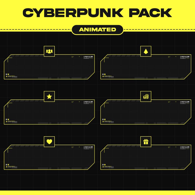 Animated Cyberpunk Twitch Overlay: Yellow Stream Package (digital ...