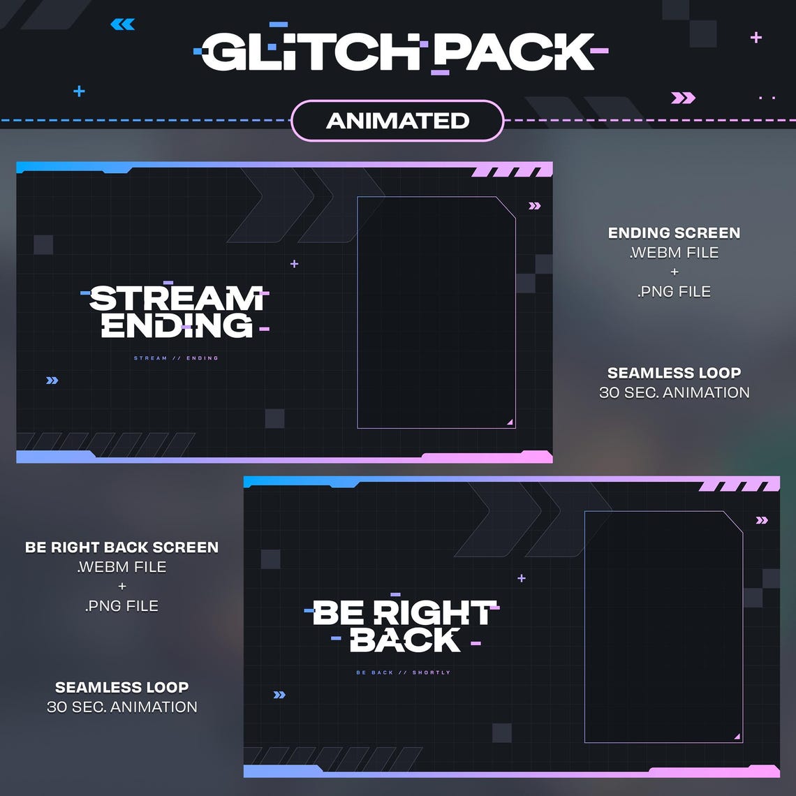 Animated Glitch Twitch Overlay V2: Tech Stream Overlay, Twitch Screens ...