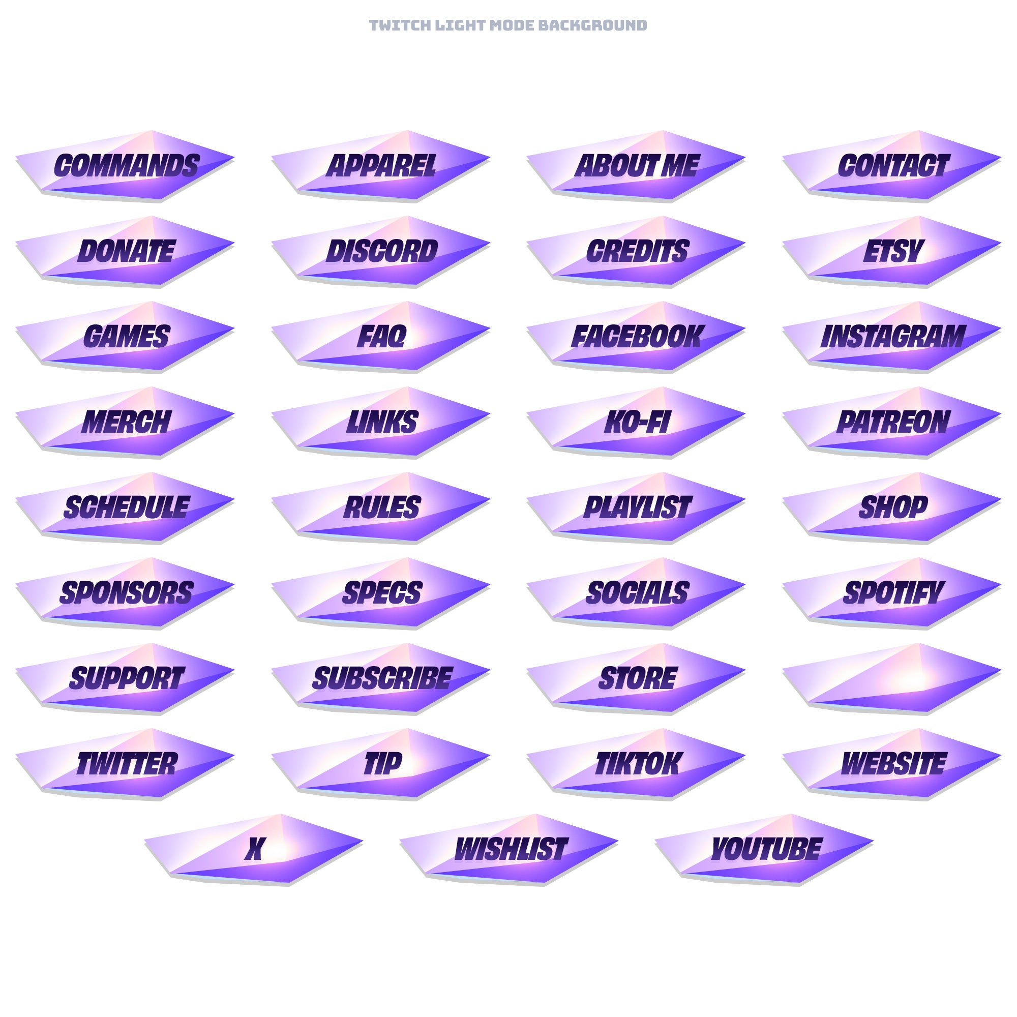 35 Twitch Panels Purple Crystals, Gemstone Stream Panels for Twitch Streamers, Digital Download ...