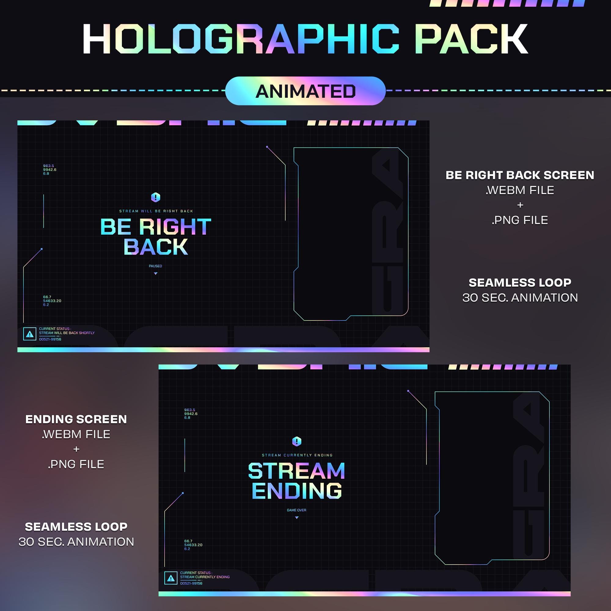 Animated Holographic Twitch Overlay: Iridescent Stream Package (twitch ...