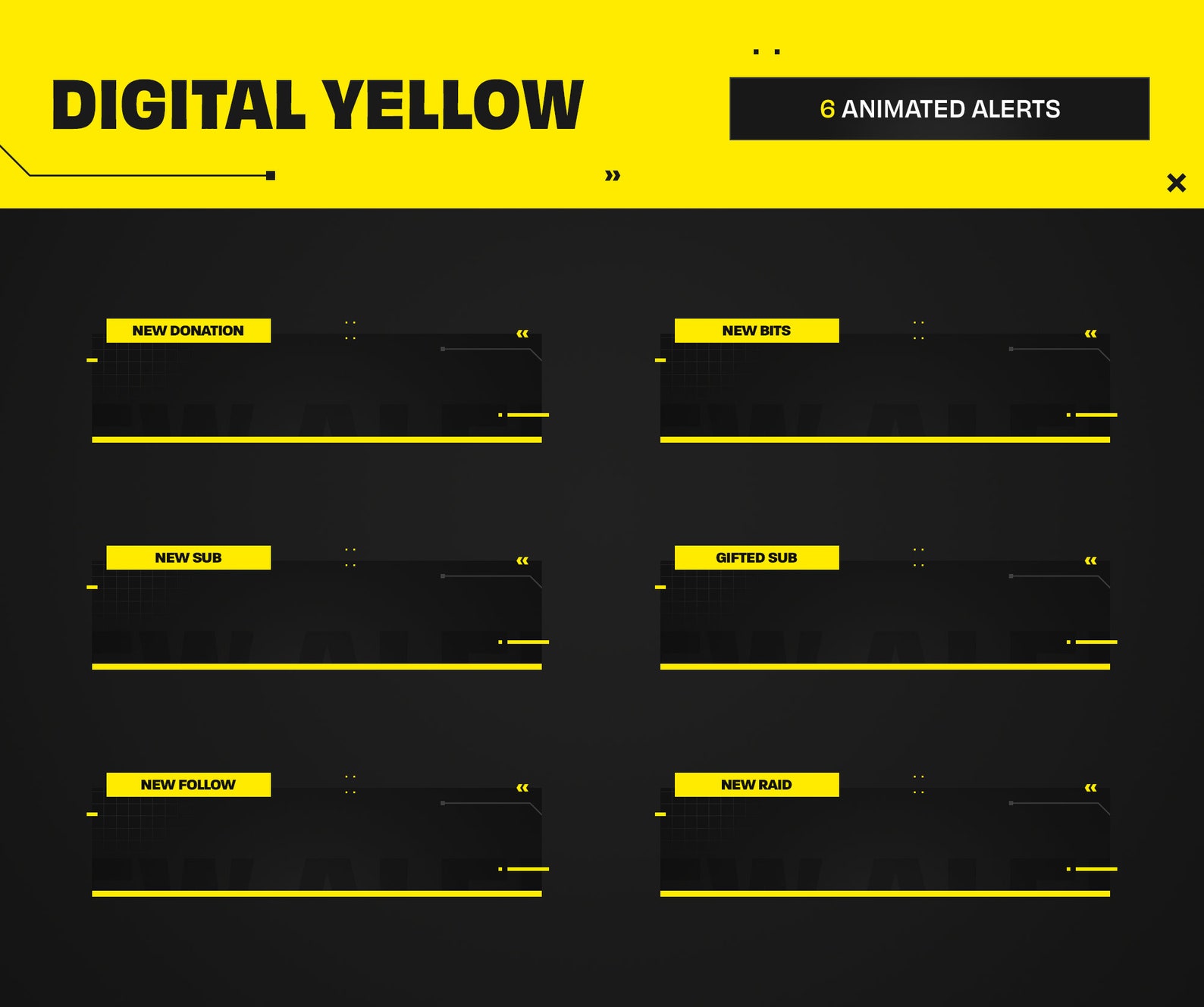 Animated Twitch Overlay Yellow, Digital Download, Stream Package ...