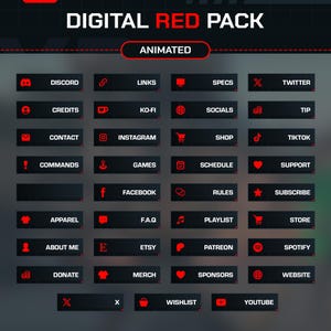 Animated Red Tech Twitch Stream Package: Overlays, Alerts, Panels ...