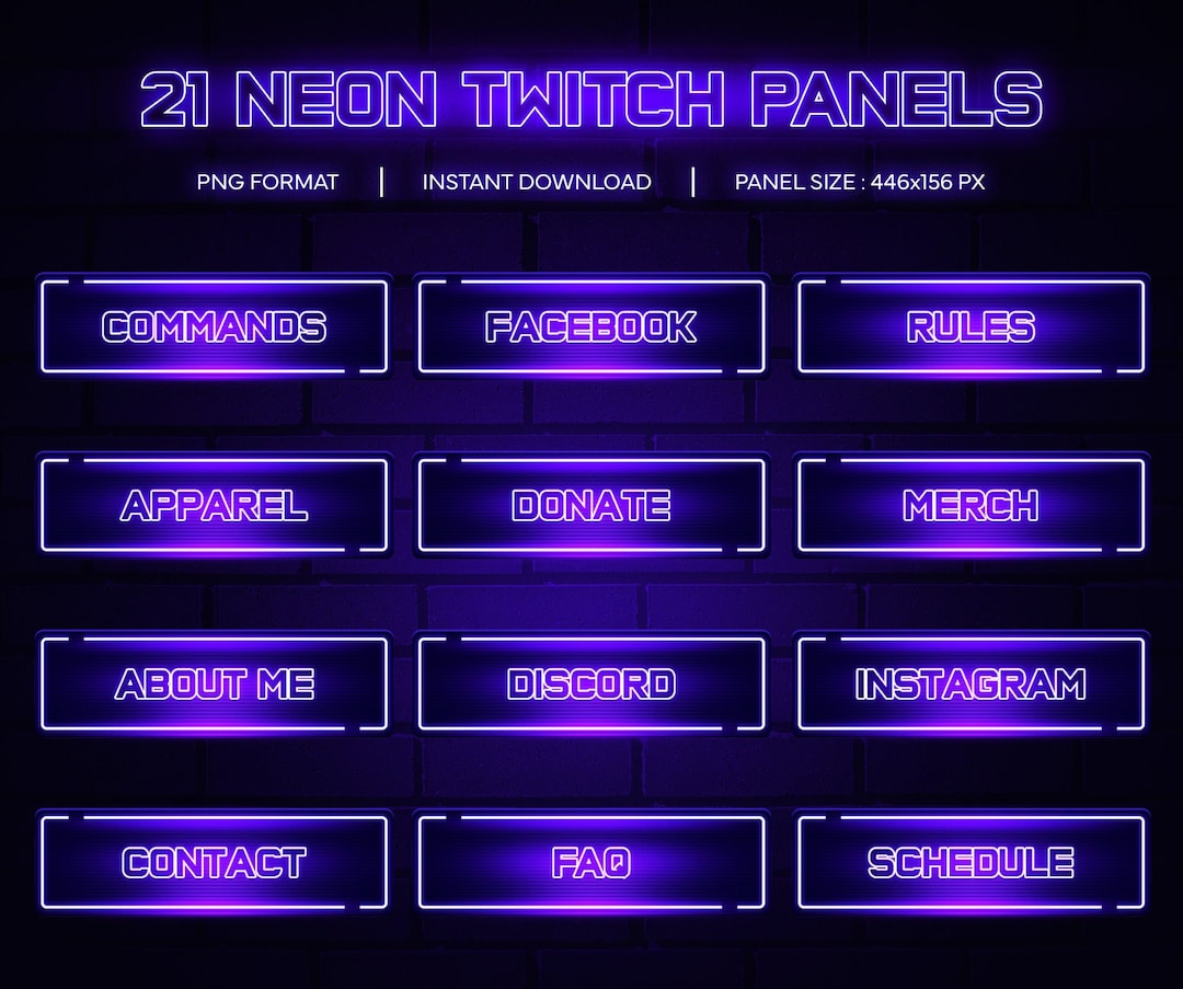 Twitch Panels Neon Purple, Stream Panels Glowing Purple, Digital ...