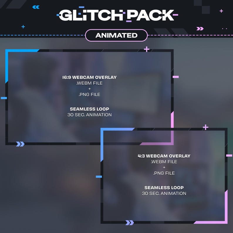 Animated Glitch Twitch Overlay V2: Tech Stream Overlay, Twitch Screens ...