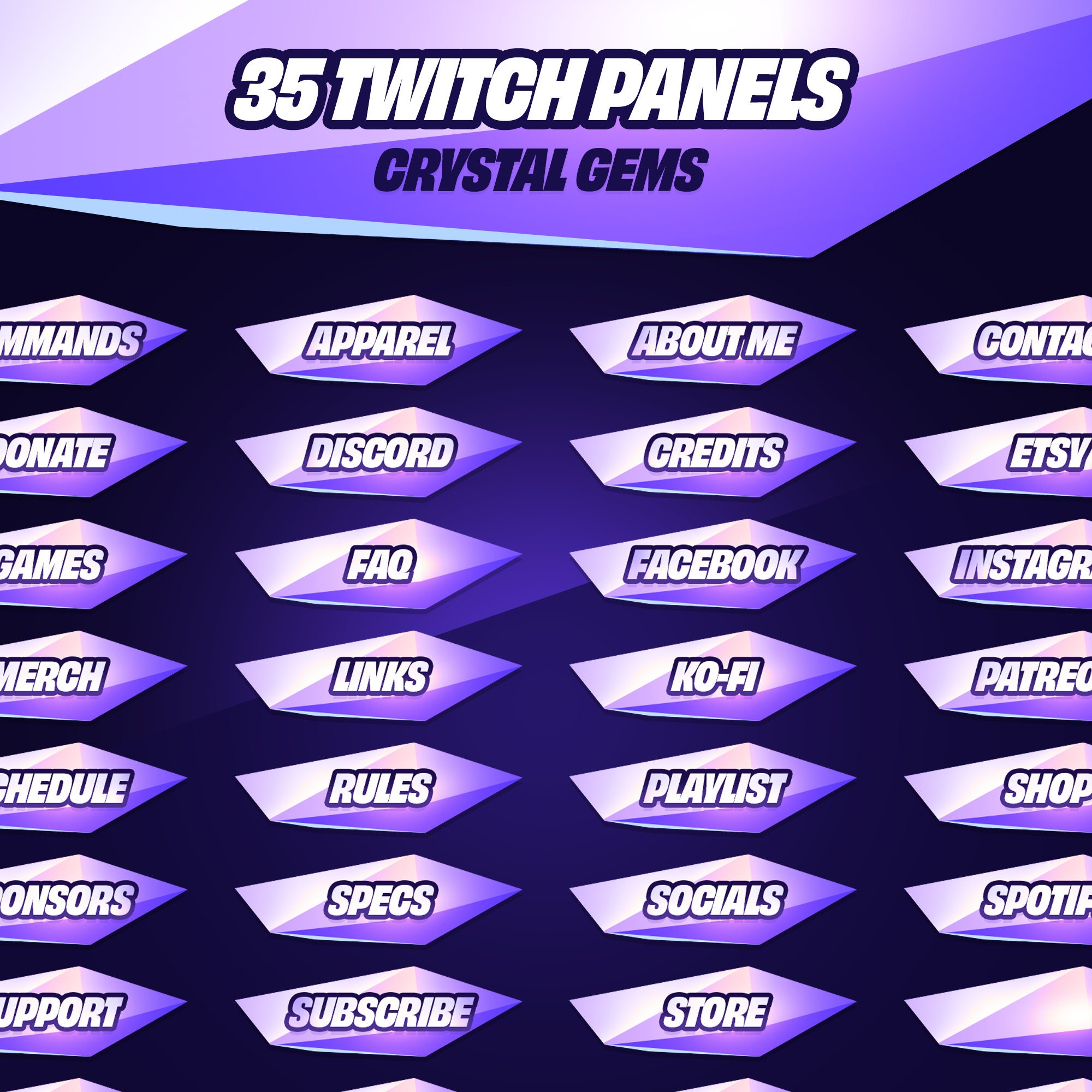 35 Twitch Panels Purple Crystals, Gemstone Stream Panels for Twitch ...