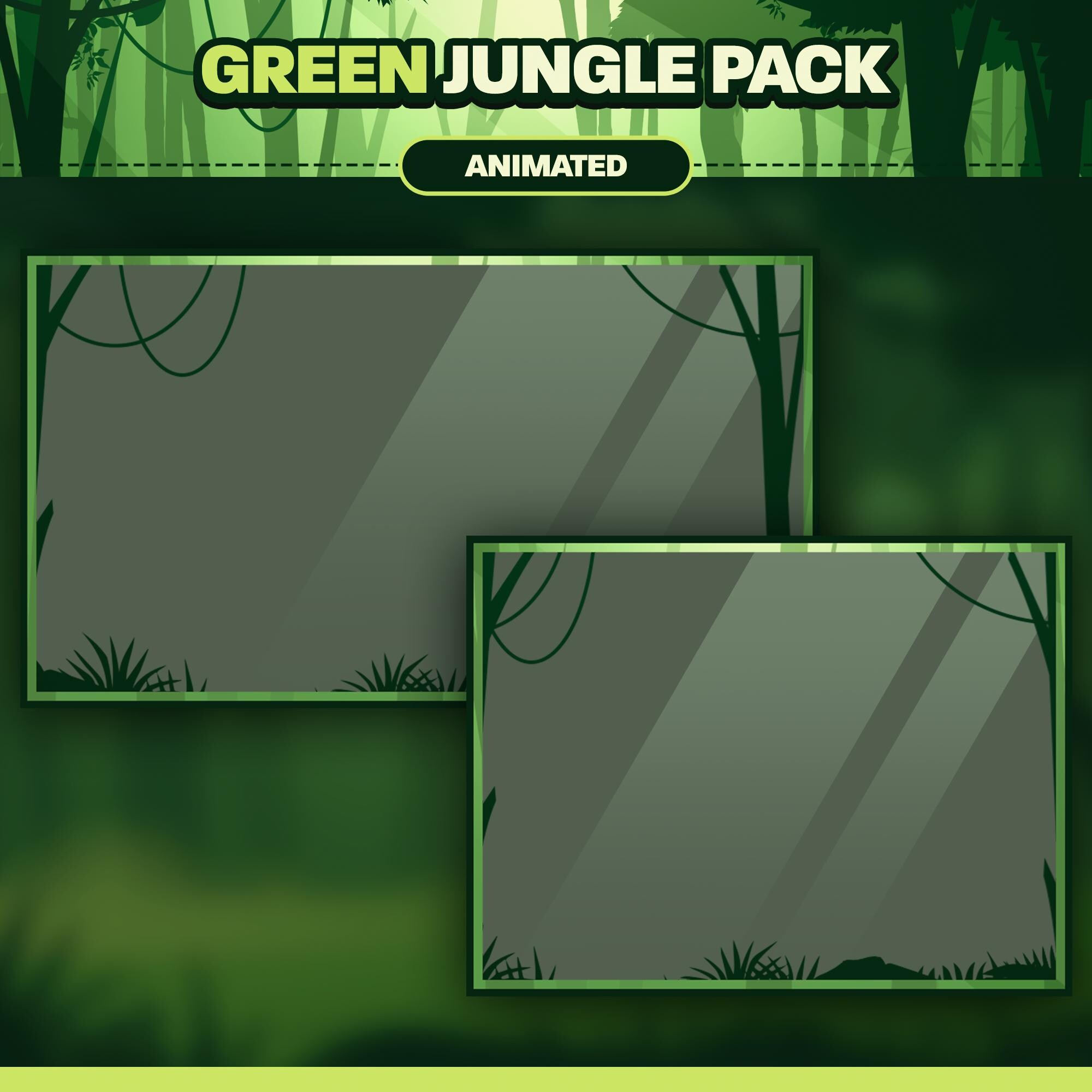 Animated Jungle Twitch Overlay Package: Green Forest Stream (digital ...