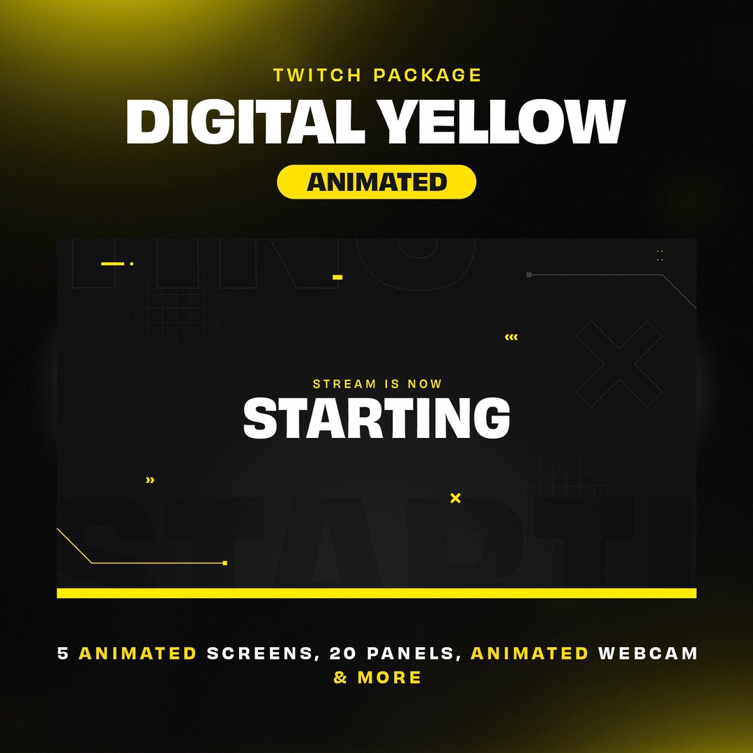 Animated Twitch Overlay Yellow, Digital Download, Stream Package ...