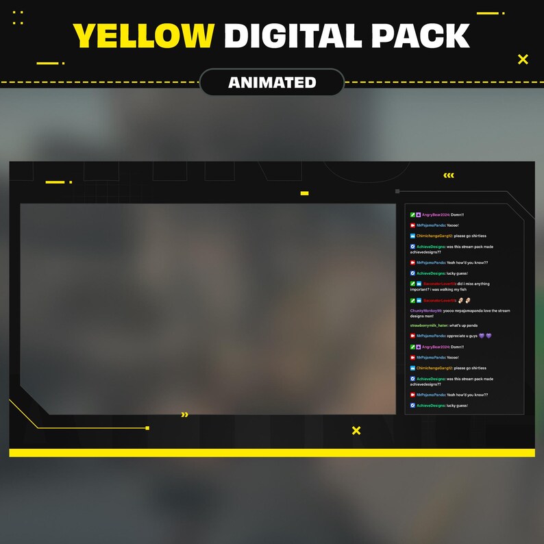 Animated Twitch Overlay Yellow, Stream Package Yellow, Twitch Alerts ...