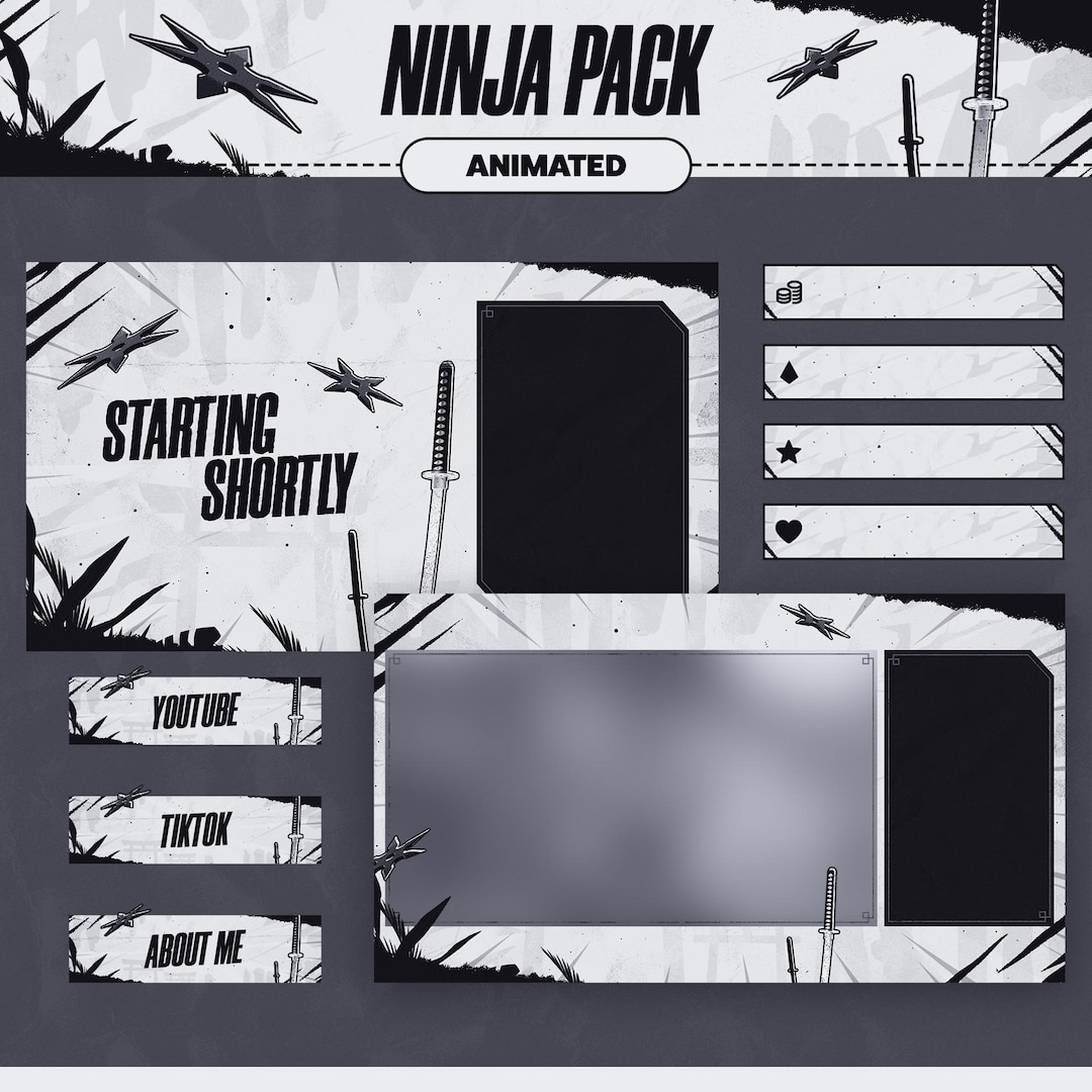 Animated Ninja Twitch Stream Package: Katana Overlay, Alerts, Panels ...