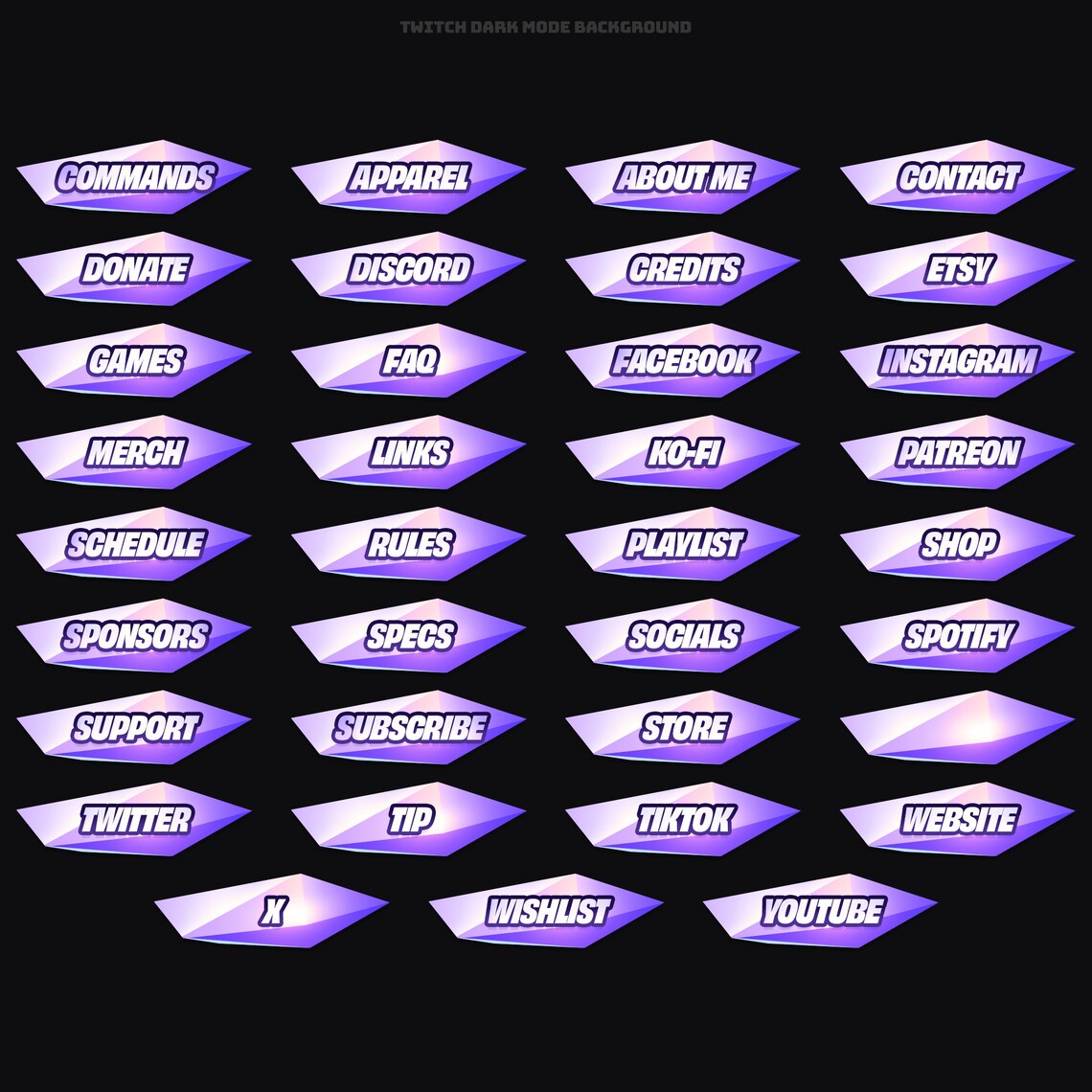 35 Twitch Panels Purple Crystals, Gemstone Stream Panels for Twitch ...