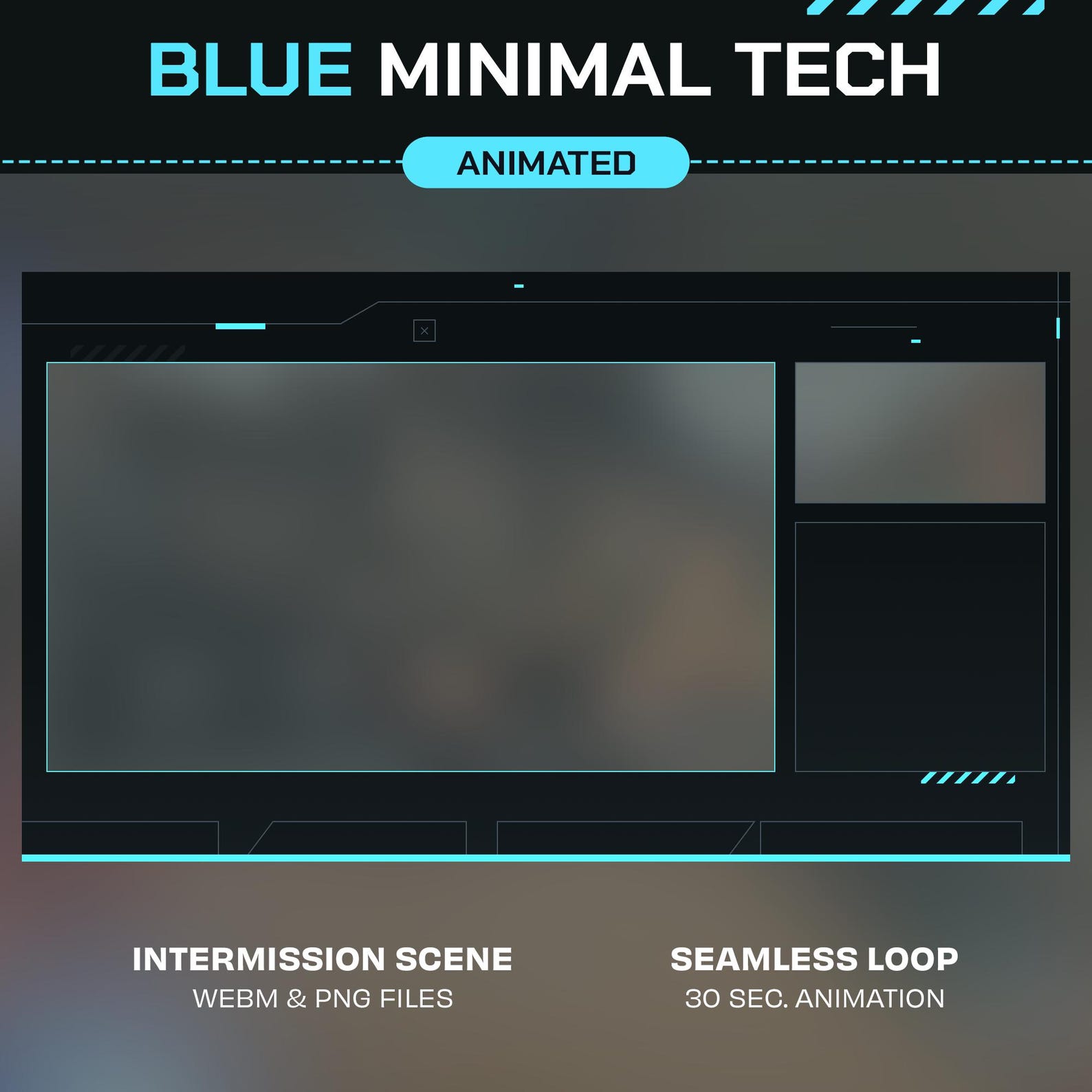 Animated Twitch Overlay Minimal, Blue Stream Pack Minimalist, Twitch ...