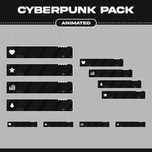Animated Cyberpunk Twitch Overlay: Black & White Stream Package ...