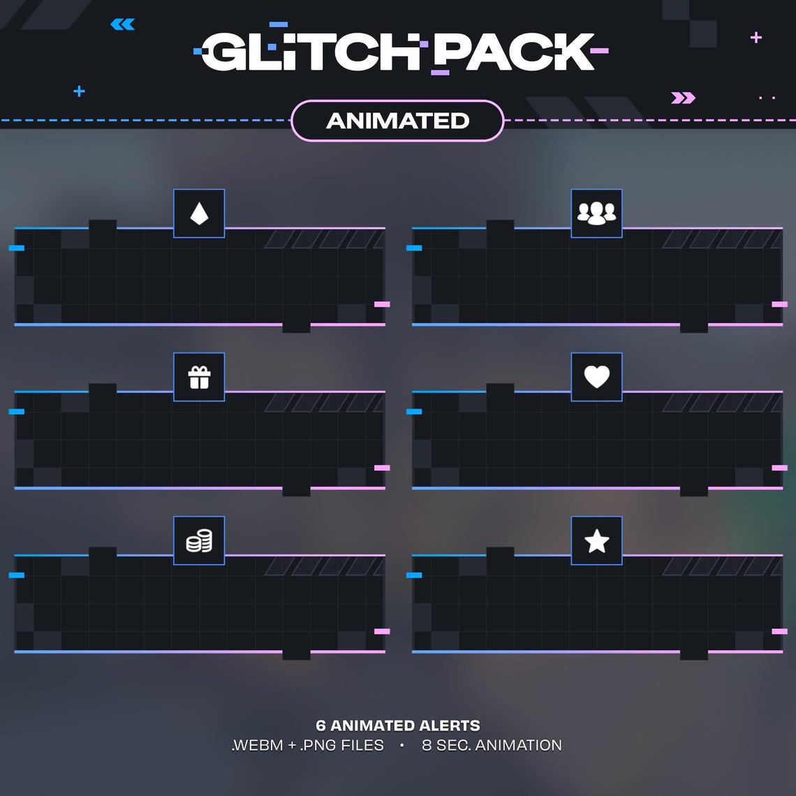 Animated Glitch Twitch Overlay V2: Tech Stream Overlay, Twitch Screens ...