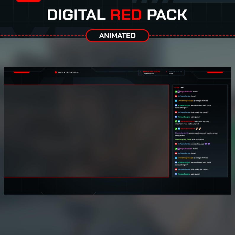Animated Red Tech Twitch Stream Package: Overlays, Alerts, Panels ...