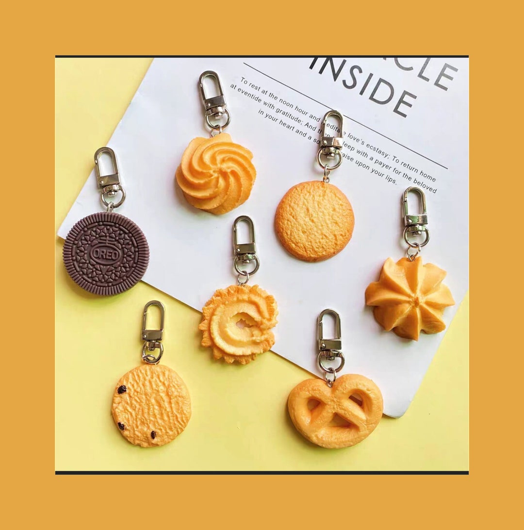 1:1realistic Resin Cookie ,miniature Cookies Keychain, Fake Food Charms, Food Miniatures DIY ...