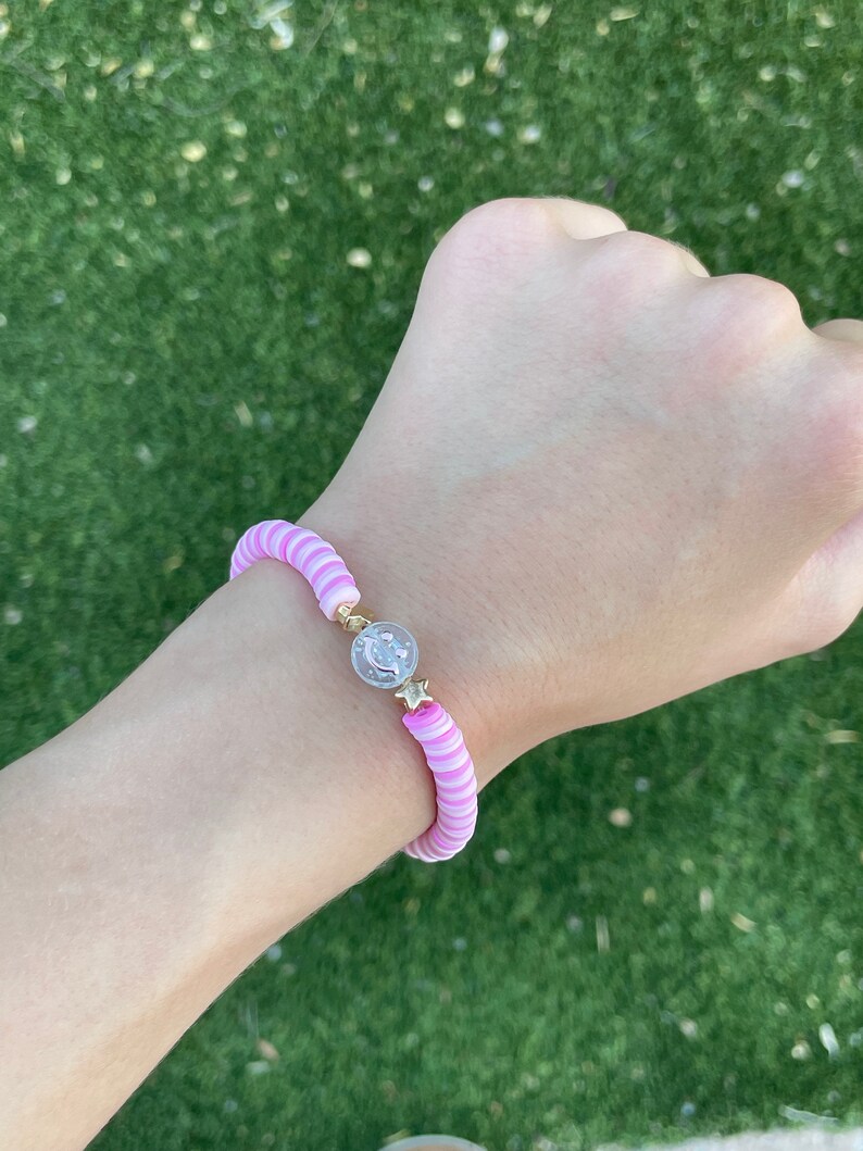 Preppy Pink Smiley Bracelet - Etsy